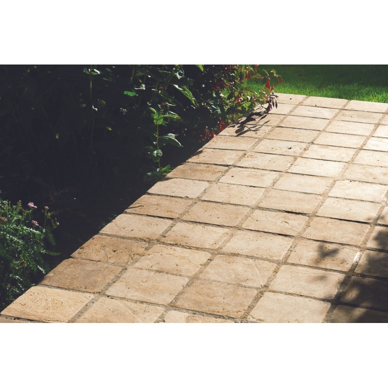 Pavé travertin 10x10x3 cm - Pierre naturelle pour Extérieurs | Jardinex